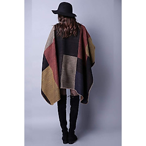 KirGiabo Women's Poncho Sweater Shawl Wraps Cape for Fall Winter,Khaki