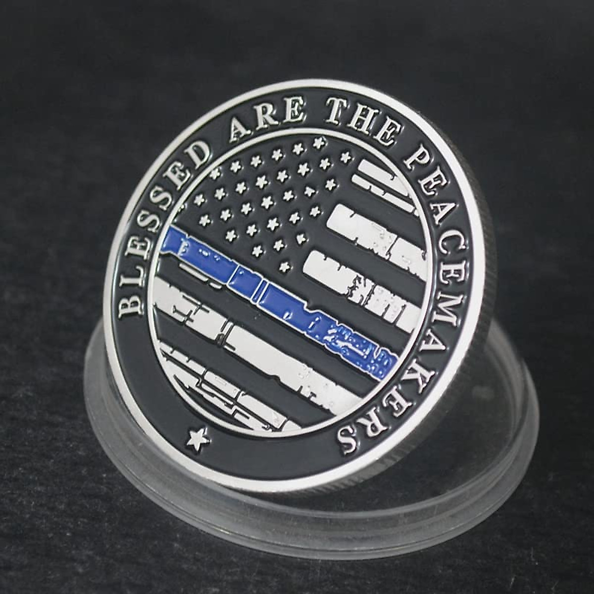 Saint Michael Patron Saint of Law Enforcement Challenge Coin The Thin Blue Line Silver Plated Coins