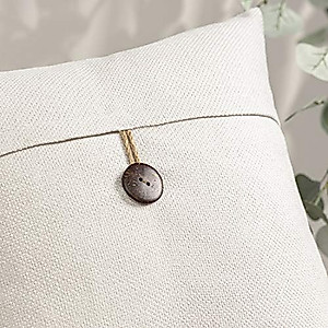 Phantoscope Pack of 2 Farmhouse Throw Pillow Covers Button Vintage Linen Solid Decorative Pillow Cover for Couch Bed and Chair Off White 18 x 18 inches 45 x 45 cm