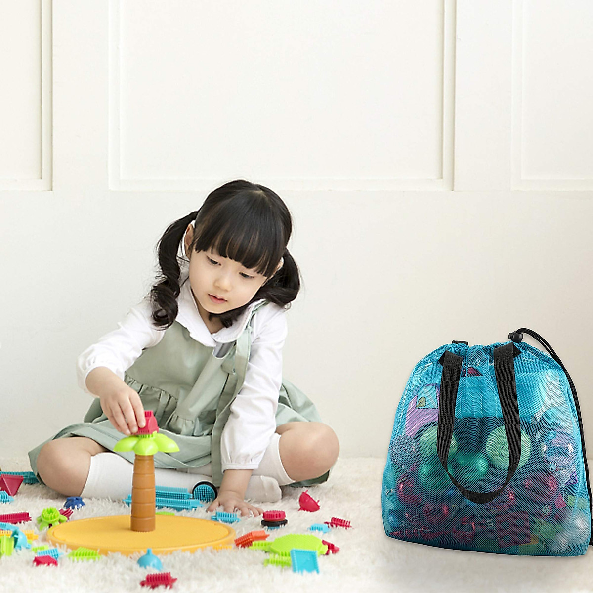 Reusable 4Pack Mesh Pool Bag,Mesh Beach Bags With Drawsting For Kid's Toys,Swim,Gift Or Laundry(color1)