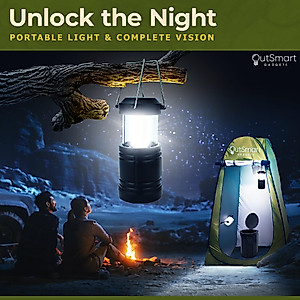 Outsmart Gadgets Portable Toilet Kit For Adults with Camping Night Lantern, Folding XL Toilet Seat, Pop Up Privacy Tent and Carry Bags, Multipurpose Potty, Washable Foldable for RV and Travel