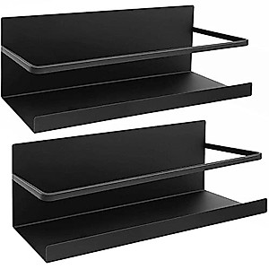 Feokely 2 Pack Magnetic Spice Rack, Premium Quality Magnetic Spice Rack for Refrigerator, Strong Magnetic Spice Rack for Holding Jars, Perfect Space Saving Magnetic Shelf