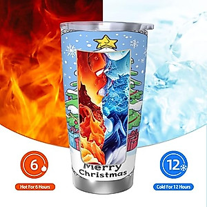 AYCZN Xmas 20 OZ Tumbler Stainless Steel Travel Coffee Mug, Christmas Tree Insulated Water Bottle with Lid and 2 StrawsLeakproof Thermal Cup
