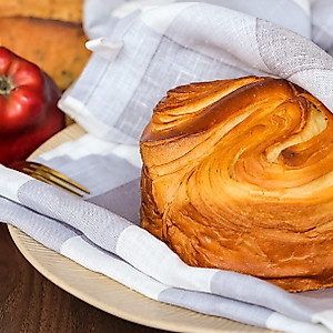 linendo 100% Linen Kitchen Towels 20 x 30 inch Gray/White Buffalo Check - Set of 2 Pack, Natural Flax Washable Tea Towels, Highly Absorbent Dish Towels, Super Soft Multi-Purpose Hand Towels