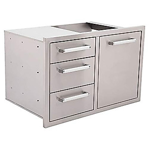 WHISTLER 32-Inch Stainless Steel Triple Drawer & Double Trash Can Drawer Combo