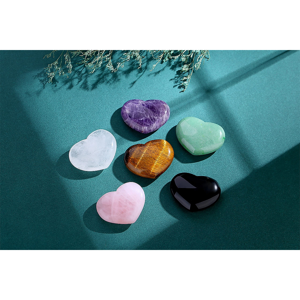 MAIBAOTA 45 mm Black Obsidian Healing Crystals Big Heart Love Crystal Palm Stone Reiki Crystal Gemstone Worry Stones for Anxiety Crystal Christmas Valentines Day Gifts for Herfriend Wife