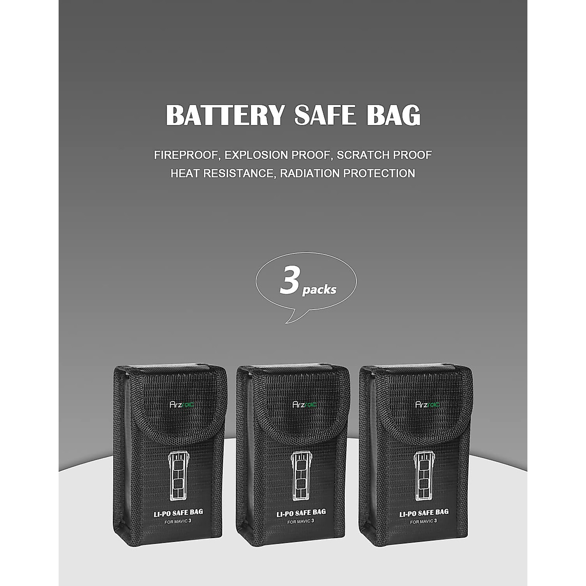Arzroic Battery Safe Bag Fireproof Battery Protector/Case Accessories for DJI Mavic 3