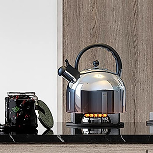 YSSOA Stainless Steel Whistling Tea Kettle, 3.17 Quart, Teapot for Stove top with Wide Mouth, Easy Pouring Spout and Ergonomic Handle, Silver