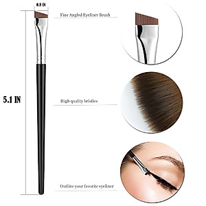 Eyeliner Brushes Set,JASSINS Fine Angled Eyeliner Brushes,Precision Gel Eye Liner Ultra Fine Bent Makeup Brush For Newbies and salon（3PCS）