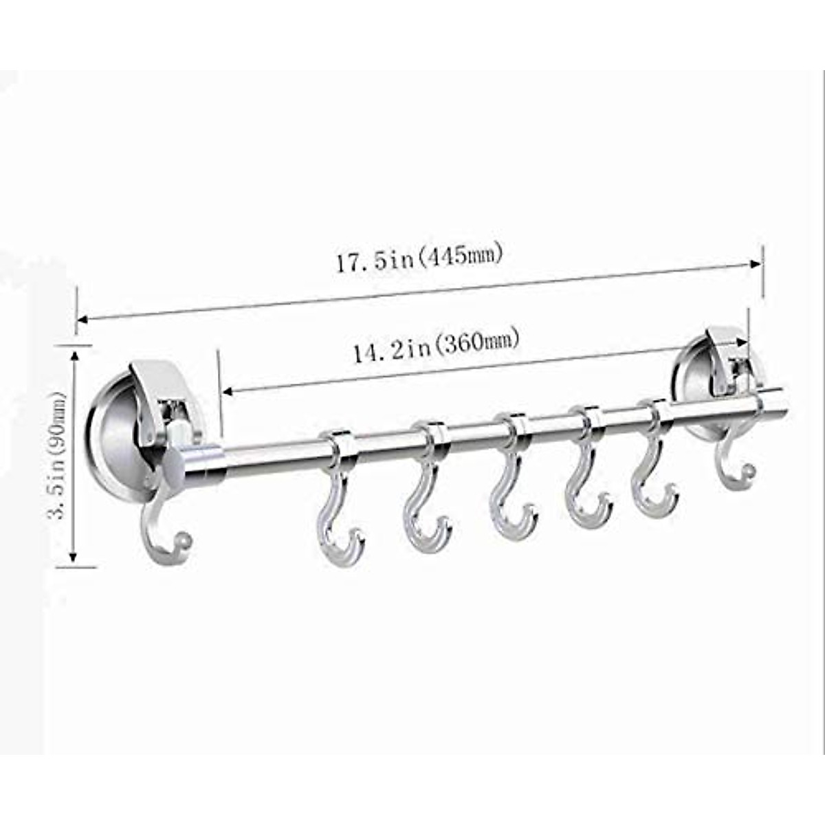 iRomic Suction Cup Hook Hanger Holder Rack Rail Towel Bar Organizer（2PCS) for Bathroom Shower Wreath, Loofah,Robe,Towel,Coat,Cloth,Kitchen Utensils,Wall Mounted on Glass Door,Window,Tile Wall