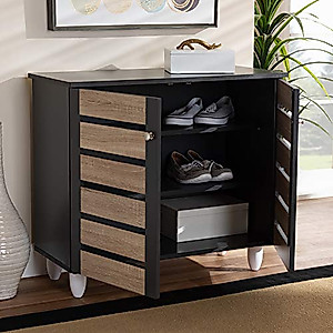 Baxton Studio Shoe Cabinets, One Size, Oak/Dark Gray