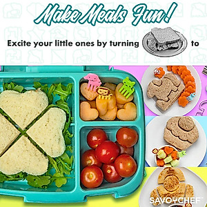 59pc Sandwich Cutters for Kids - Great for Toddler Lunch Box and Containers - Bento Box Accessories and Uncrustable sealer - For Boys and Girls Kids Lunch