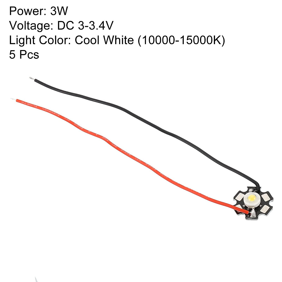 PATIKIL 0.8" LED Chip Bulb, 5 Pack 700mA 3W COB Light Beads Light Copper Bracket with Wire for DIY Lighting Fixtures, Cool White 10000-15000K