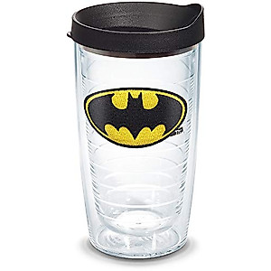 Tervis 1083744 Batman Tumbler with Emblem and Black Lid 16oz, Clear