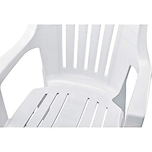 Global Industrial Outdoor Stacking Chair, Resin, White, Lot of 4