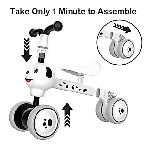 YGJT Baby Balance Bike Toys for 1 Year Old, Birthday Gifts for Boys and Girls, Silent Wheels & Non-Pedal Baby Walker Riding Toys for 10-36 Months Toddlers, Kids First Bike Gifts Spotty Dog