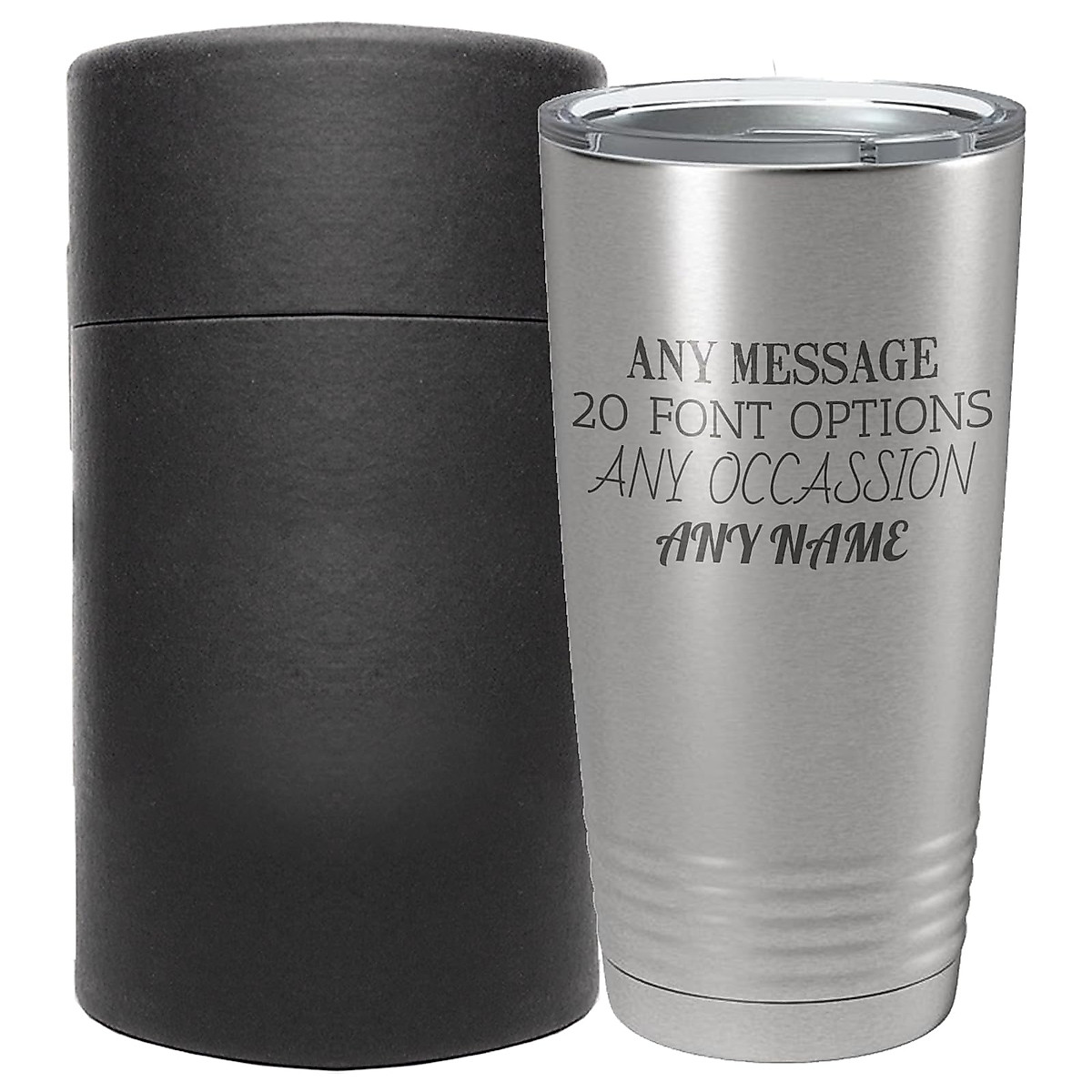 Personalized 20oz (17 Colors) Insulated Stainless Steel Tumbler Cup with Lid, Custom Etched, Customized Engraved Father’s Day Gift Idea for Women Men Her Him, Halpert Monogram Initial Name (Stainless)