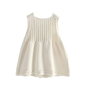 Mud Kingdom Baby Girls Jumper Dress Sweater with Daisy Flowers Beige 12-18 Months