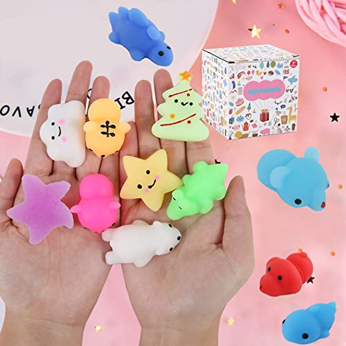 Resumplan Mochi Squishy Toys, 30 PCS Party Favors for Kids,Kawaii Squishies Stress Reliever Anxiety Toys, for Birthday, Halloween, Easter, Christmas,Classroom Prizes and Any Party Favor Sets