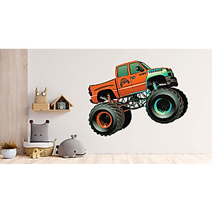 Monster Truck Wall Stickers, Truck Wall Decals for Boy’s Bedroom, Gift for Kids, Car Décor for Baby Boys Kids Bedroom Nursery or Man Cave