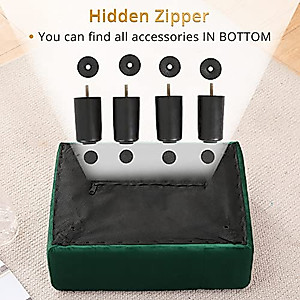 LUE BONA Small Foot Stool Ottoman, Velvet Tufted Footrest with Plastic Legs, 9''H, Rectangle Foot Stools for Adult with Non-Slip Pads, Footstool for Living Room,Couch, Embered