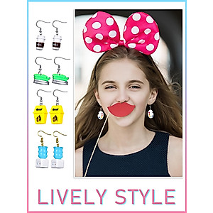 Hicarer 20 Pairs Cute Weird Earrings Funny Dangle Drop Earrings for Women Girls Teen Girls Include Gummy Candy Bear Milk Goldfish Cartoon Fruits Flowers Animals for Christmas Birthday(Cool Style)