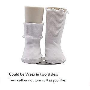Xiyadun 6 Pairs Kids Girls Turn Cuff Ankle Socks Low Cut Cottle Ruffle Dress Socks Cute (2-5T, Ruffle White)