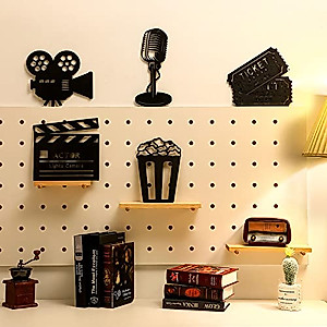 5 Pieces Movie Theater Decor Wooden Home Theater Room Decor Cinema Wall Art Movie Reel Theater Action Popcorn Ticket Sign Movie Night Decor Theme Party Decorations for Home Bedroom Office Studio