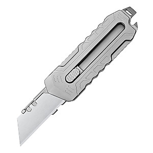 TGZUO Titanium Retractable Pocket Knife 6 inch Utility Knife with 10pcs Carbon Steel Blades