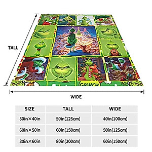 Christmas Blanket Green Soft Lightweight Flannel Fleece Bed Throw Blanket Party Gift for Couch Sofa Kids Adults-1-60×50"