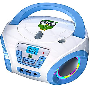 TinyGeeks Tunes Kids Boombox CD Player for Kids New 2022 + FM Radio + Batteries Included + Cute white Radio cd Player with Speakers for Kids and Toddlers