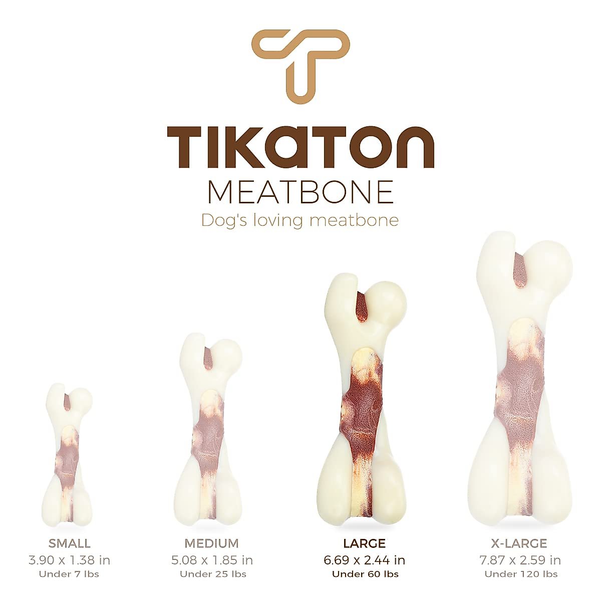 Tikaton Indestructible Dog Chew Toys for Aggressive Chewers, Bacon Flavor Durable Dog Teething Chew Toys Bones for Large Dogs