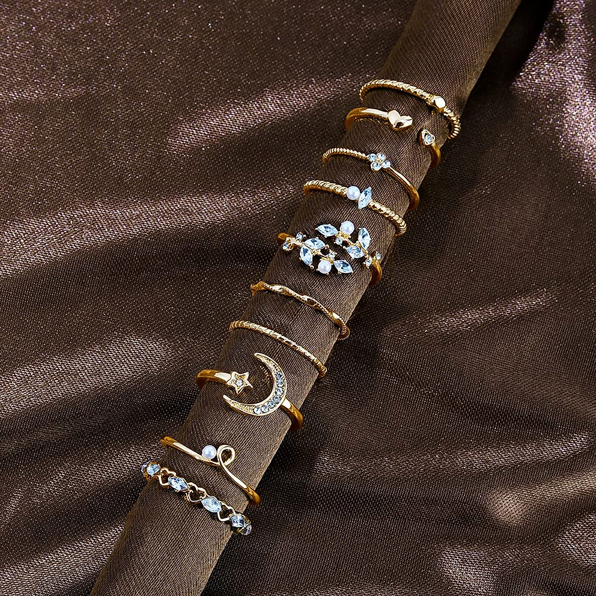 KISS WIFE Gold Stackable Knuckle Rings Set for Women, Boho Dainty Lightweight Stacking Rings, Vintage Midi Rings Pack (1)