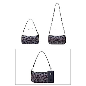 Women Luminous Small Shoulder bag Mini Geometric Small Clutch Crossbody Bag (Black)