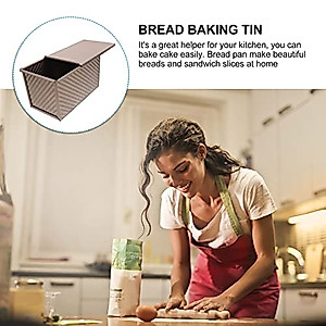 HEMOTON Toast Baking Mold Sandwich Bread Sandwich Bread Household Toast Mold Loaf Pan with Lid Nonstick Loaf Pan Carbon Steel Bread Pan Kitchen Loaf Pan Bread Baking Tin Bread Loaf Pan