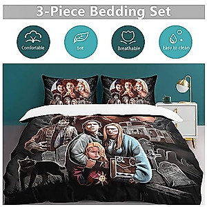 ggtg Hocus Pocus 3-Piece Bedding Set Soft Microfiber Sheet & Pillowcase Sets Full Size Sheet Set 90"x90"