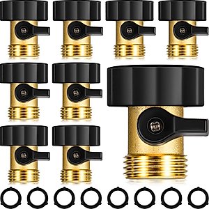 Tudomro 8 Pack Garden Hose Shut Off Valve Durable Hose Shutoff Valve Heavy 3/4 Brass Shut Off Valve for Garden Hose with Extra Pressure Washer Water Hose Shut Off Valve for Household Cleaning