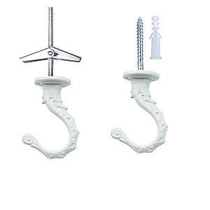QLXHBOT Ceiling Hooks, Heavy Duty Swag Hook 65mm/2.6" with Screws Bolts and Toggle Wings for Hanging Plants Ceiling Installation Cavity Wall Fixing (3 Sets White)