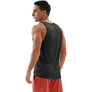 icyzone Workout Tank Tops for Men - Running Muscle Tank Exercise Gym Tops Athletic Shirts (Black Heather, Medium)