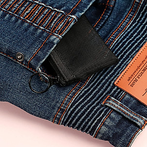 Patu Mini Zipper Mesh Bags, 3" x 4", Size XS / A8, 5 Pieces, Keychain Pouch Key Holder, Coin Purse, Clear Travel Kit Small Item Cosmetic Organizer, Black