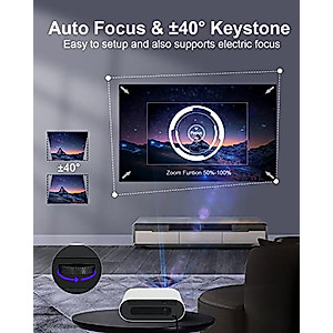 Projector with Android TV 10,4K Support Projector with Wifi Bluetooth Netflix-Certified Native 1080P 700 ANSI 5G Autofocus Portable Home Projector Stereo Sound Compatible with Laptop/Phone/HDMI/AV/USB
