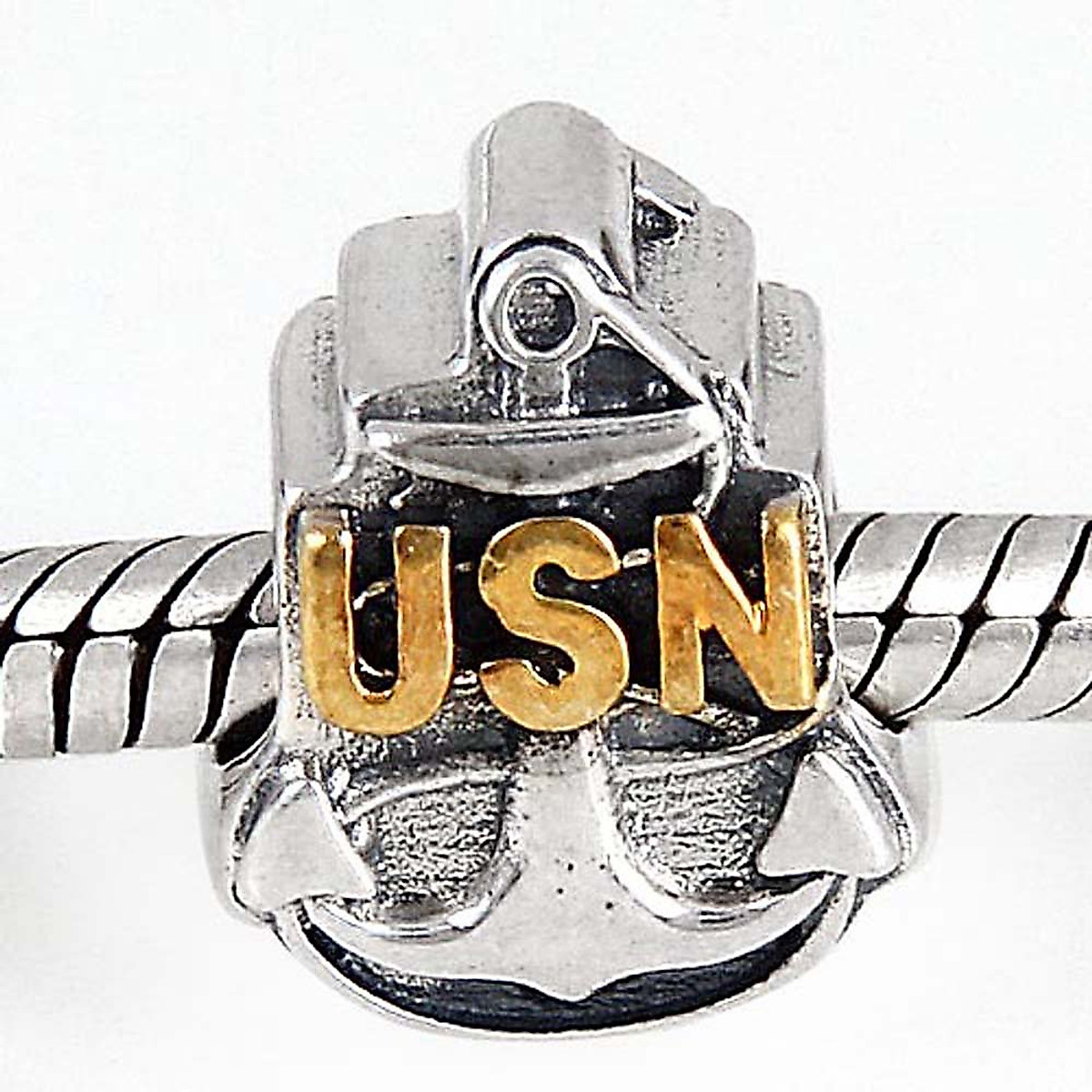USN Navy Anchor Charm 925 Sterling Silver Gold Plated Charm Sailor Charm Birthday Charm Anniversary Charm for Diy Charms Bracelets