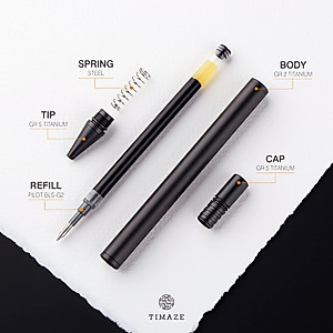 WANERSEN Titanium Bolt-Action Pen Signing Pen 5", Black