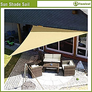 FLORALEAF Sun Shade Sail Right Triangle Permeable Canopy Awning for Patio Backyard Lawn Garden Outdoor Activities, Beige, 8'x8'x11.3'