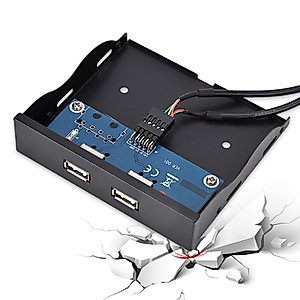 Socobeta USB 2.0 Front Panel Floppy Disk Bay Multi-Functional USB 2.0 Front Panel 3.5 Inch Floppy Bay 9 Pin to 2 Interface USB 2.0 HUB