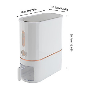 GDAE10 Rice Dispenser, 22 Lbs Rice Storage Container Holder BPA-Free, Large Container Food Dispenser with Lid and Measuring Cup, Kitchen Storage Organizer for Dry Food Flour (White)