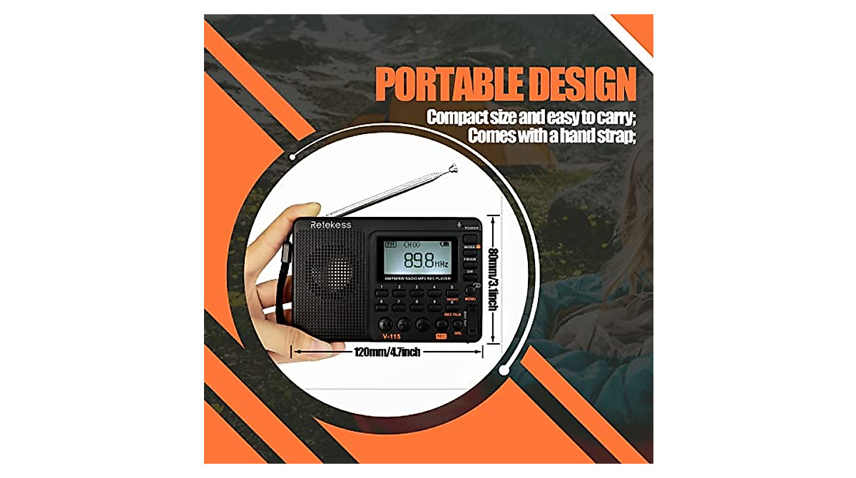 Retekess V115 Portable AM/FM/SW Digital Radio & Voice Recorder