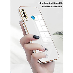 Wousunly Compatible with Huawei P30 Lite Case Silicone Pink, Plating Huawei P30 Lite Phone Case Shockproof Thin and Soft Cover (White)