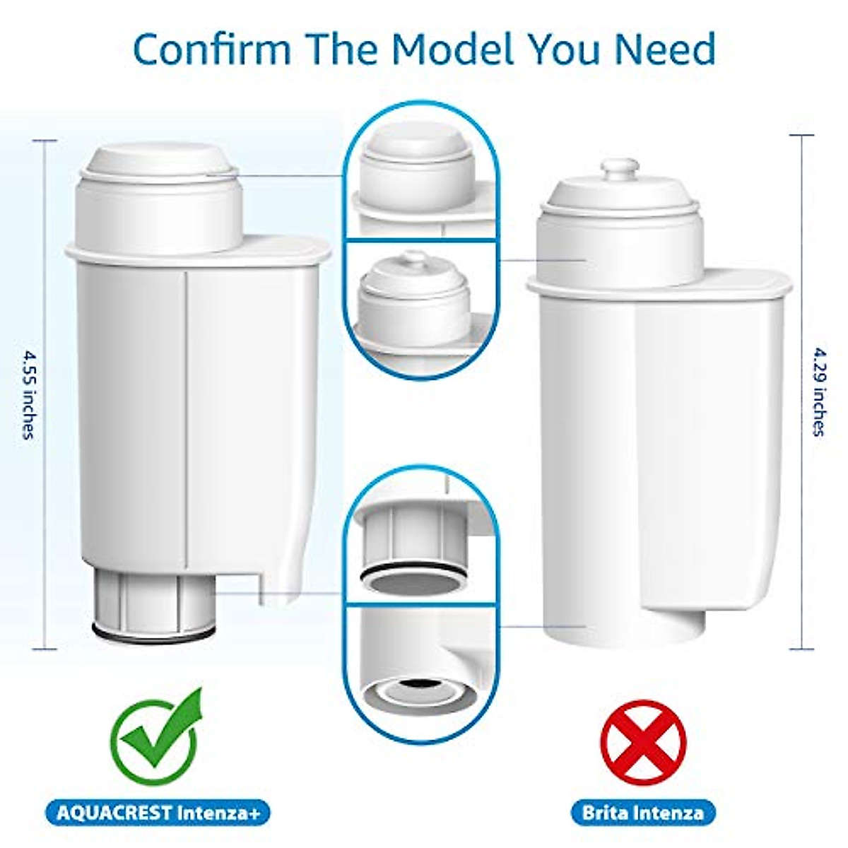 AQUACREST TÜV SÜD Certified Coffee Water Filter, Replacement for Brita® Intenza® Water Filter Gaggia®, Philips®, Saeco®, CA6702/00, Intenza® Coffee Filter (Pack of 4)