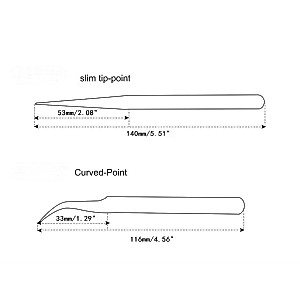 AKOAK The Best Precision Anti-Static Stainless Steel Professional Slim Tip-point and Curved Point Tweezers for Eyelash Extension,Nail Art,Electronics and Jewelry Making,Pack of 2